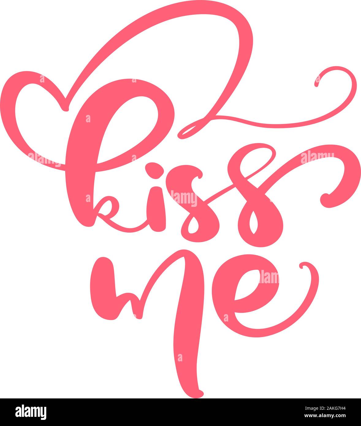 Kiss me vector hand drawn calligraphy and brush pen lettering isolated ...