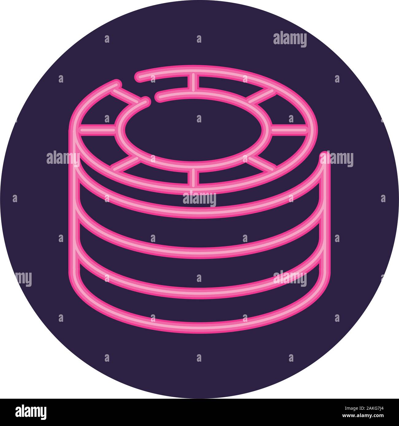 Neon chips inside black circle design, Decoration advertising light ...