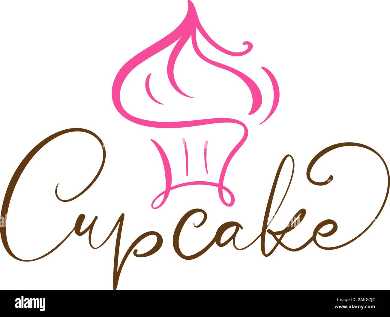 Cupcake vector calligraphic text with logo. Sweet cupcake with cream ...