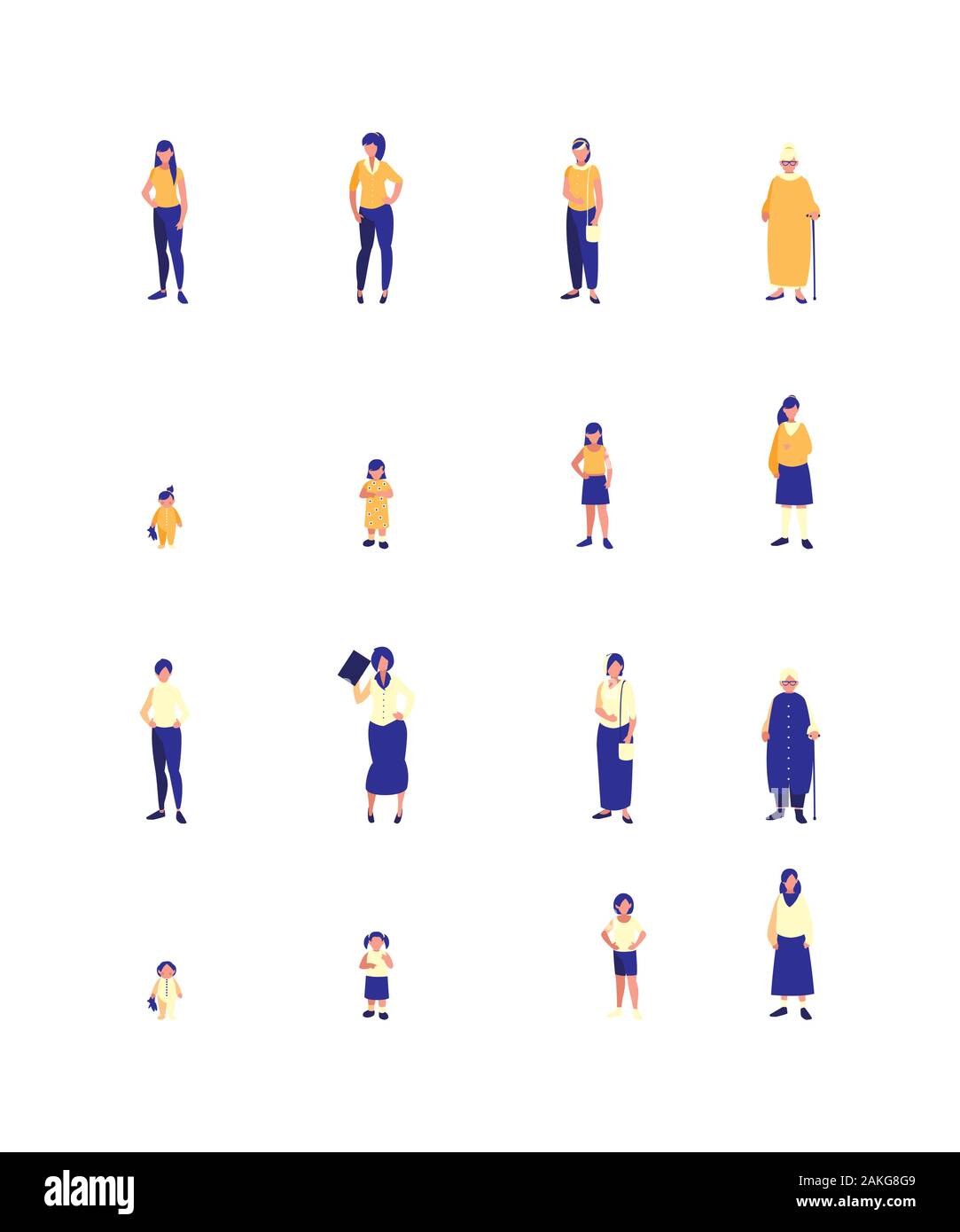 Women people avatars set design of Person social communication human ...