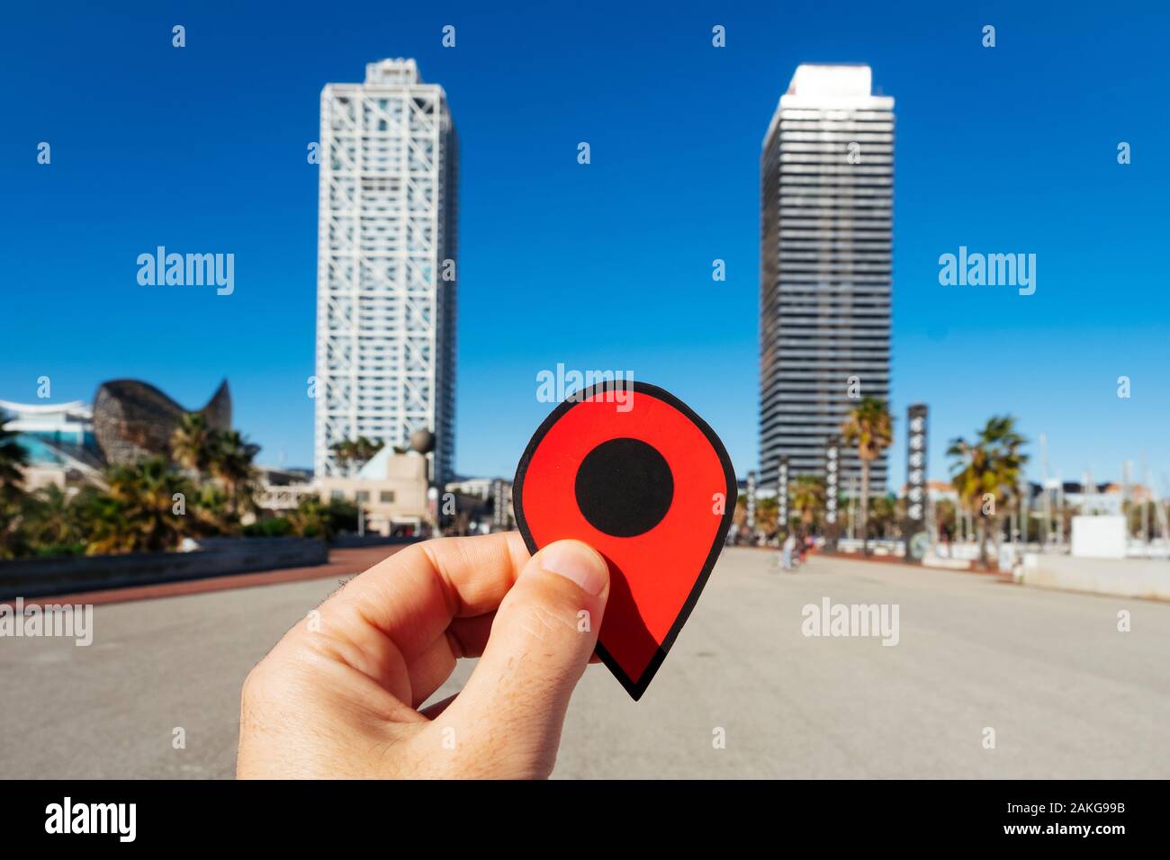 Map city barcelona map pin hi-res stock photography and images - Alamy