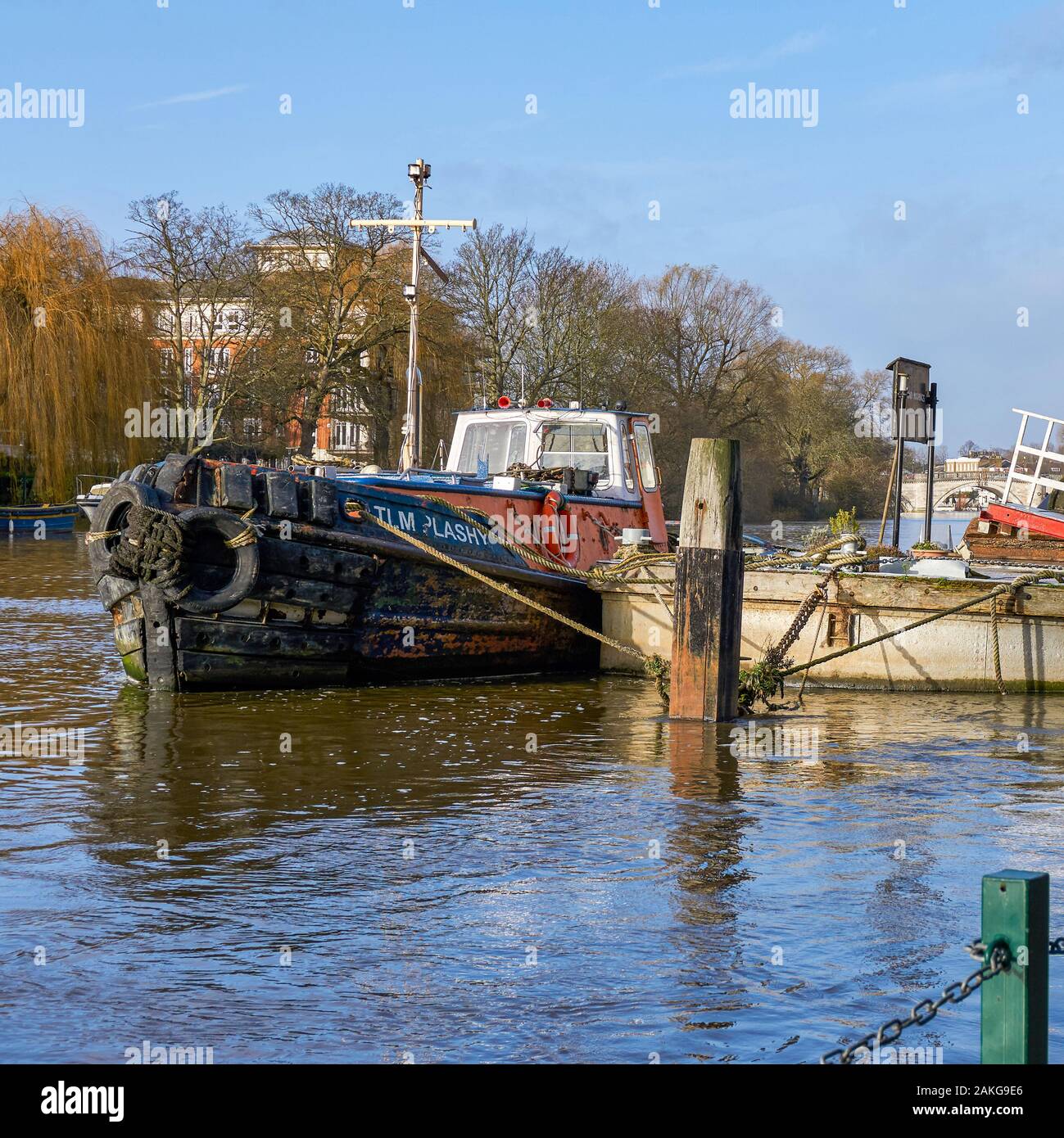 The 'tosher' tug TLM Plashy tied up at Richmond Moorings on the River ...