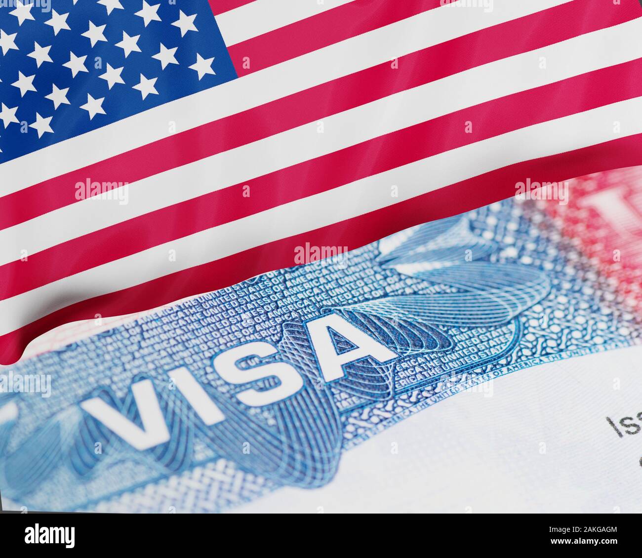 Visa stamp travel passport immigration macro emigration 3d rendering ...