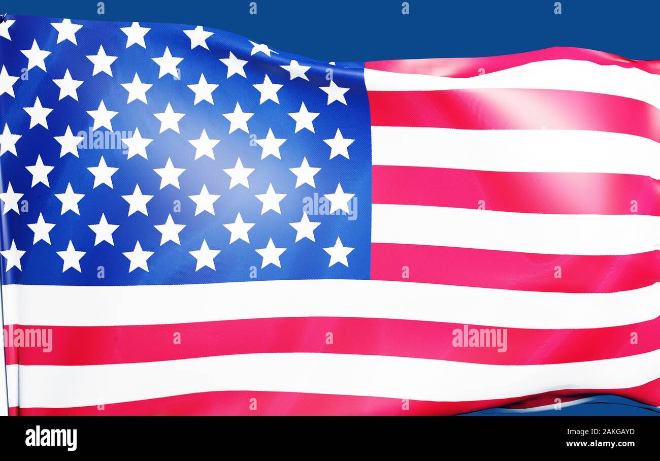 3D rendering USA flag waving in the wind Stock Photo - Alamy