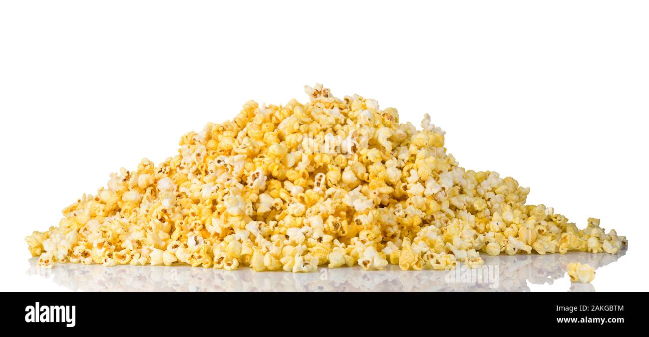 Scattered popcorn isolated on a white background Stock Photo - Alamy