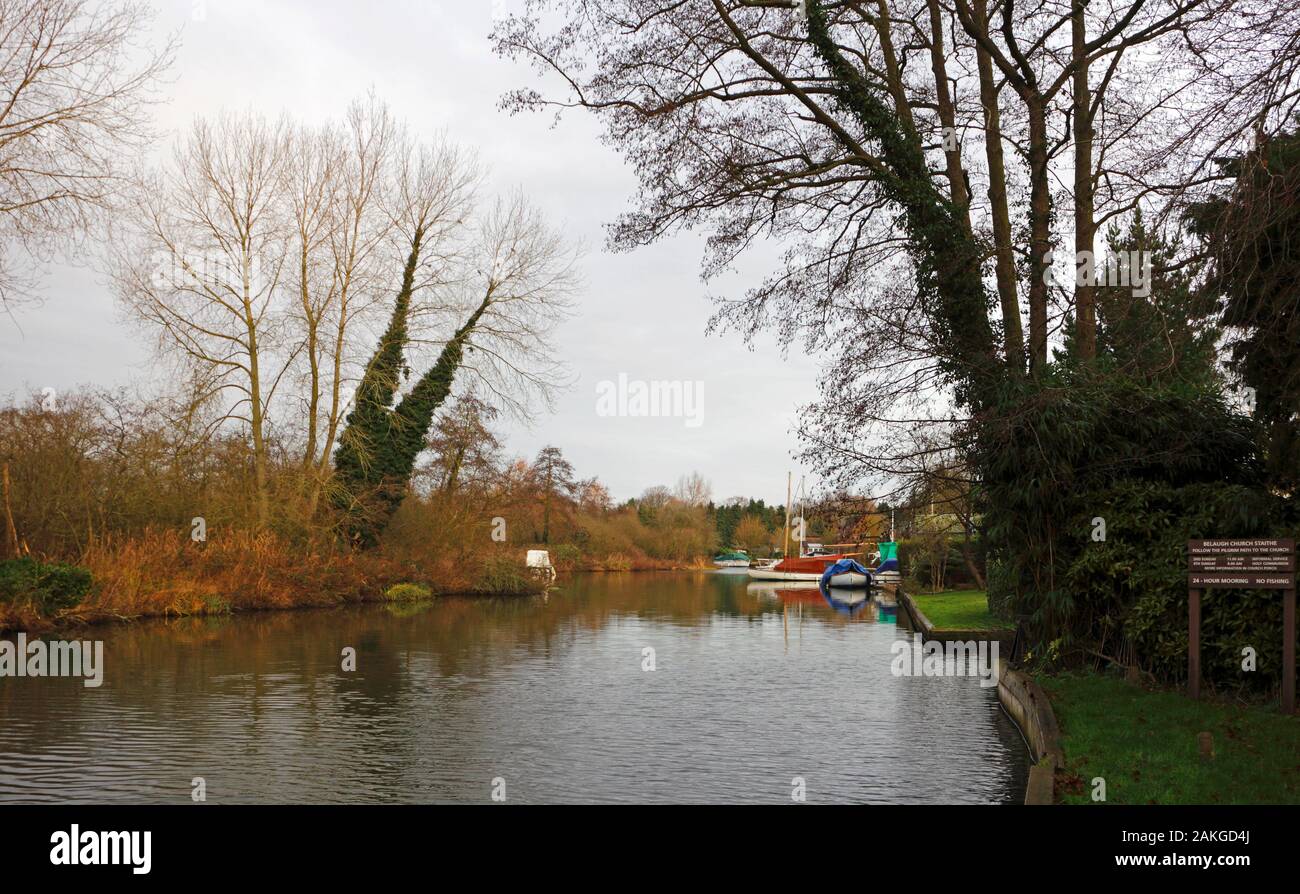 A view from Church Staithe towards the boatyard on the River Bure on ...