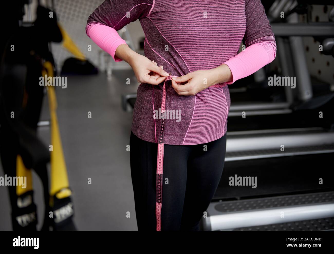 Woman measuring belly fat hi-res stock photography and images - Alamy