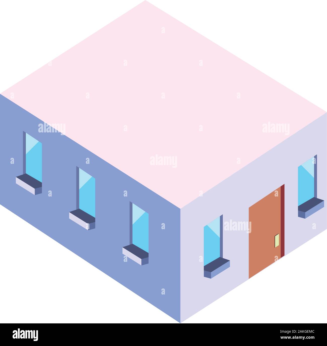 Isometric white house with windows and door design, Home real estate ...