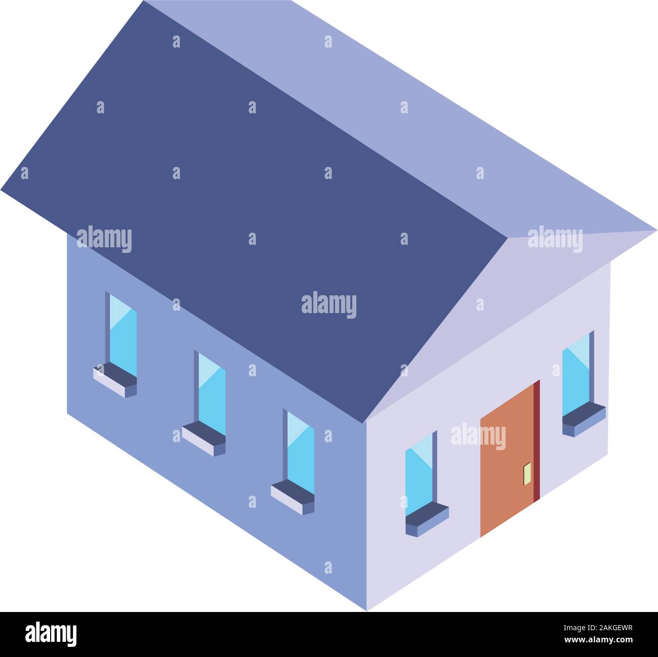 Isometric white house with windows and door design, Home real estate ...