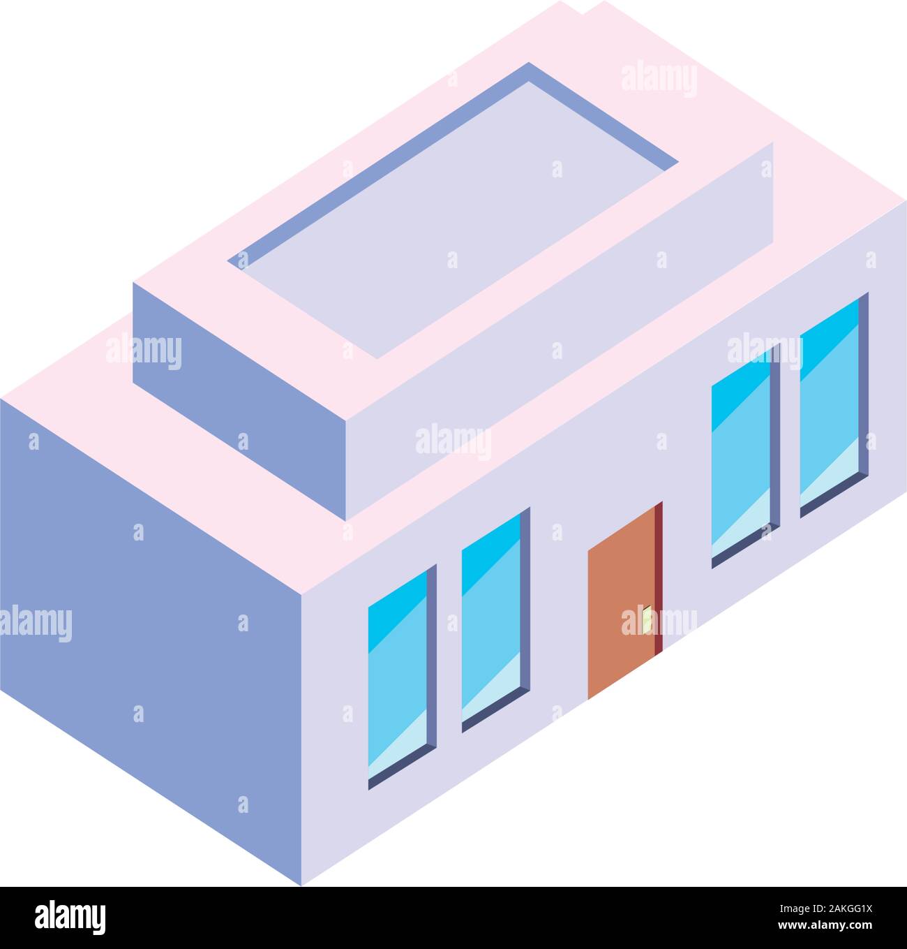 Isometric white house with windows and door design, Home real estate ...