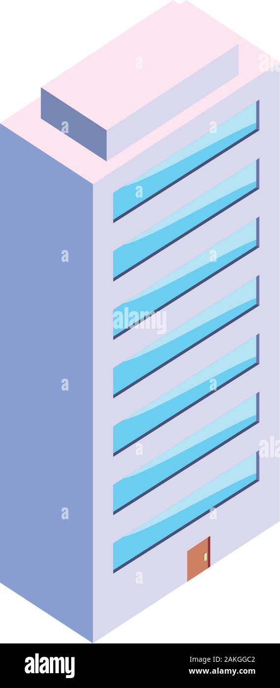 Isometric white building design, City architecture urban modern ...