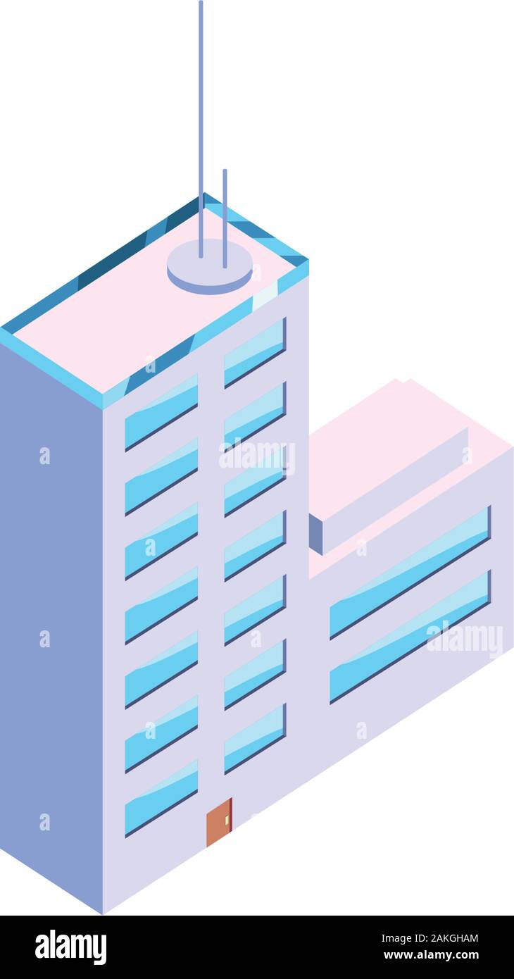 Isometric white building design, City architecture urban modern ...