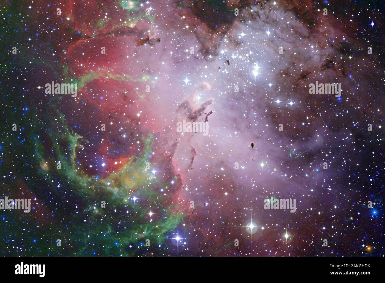 Universe scene with stars and galaxies in deep space showing the beauty ...