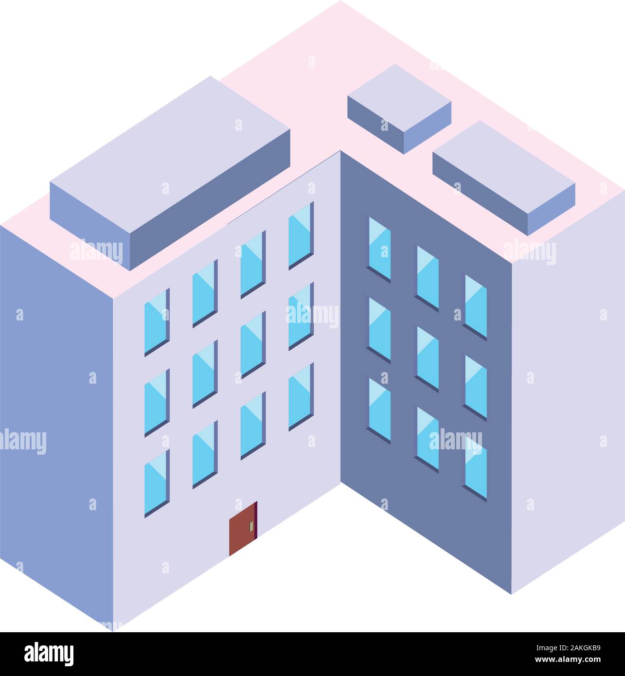 Isometric white building design, City architecture urban modern ...