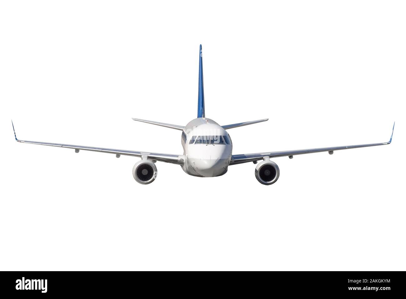Airplane isolated, front view on white background Stock Photo - Alamy
