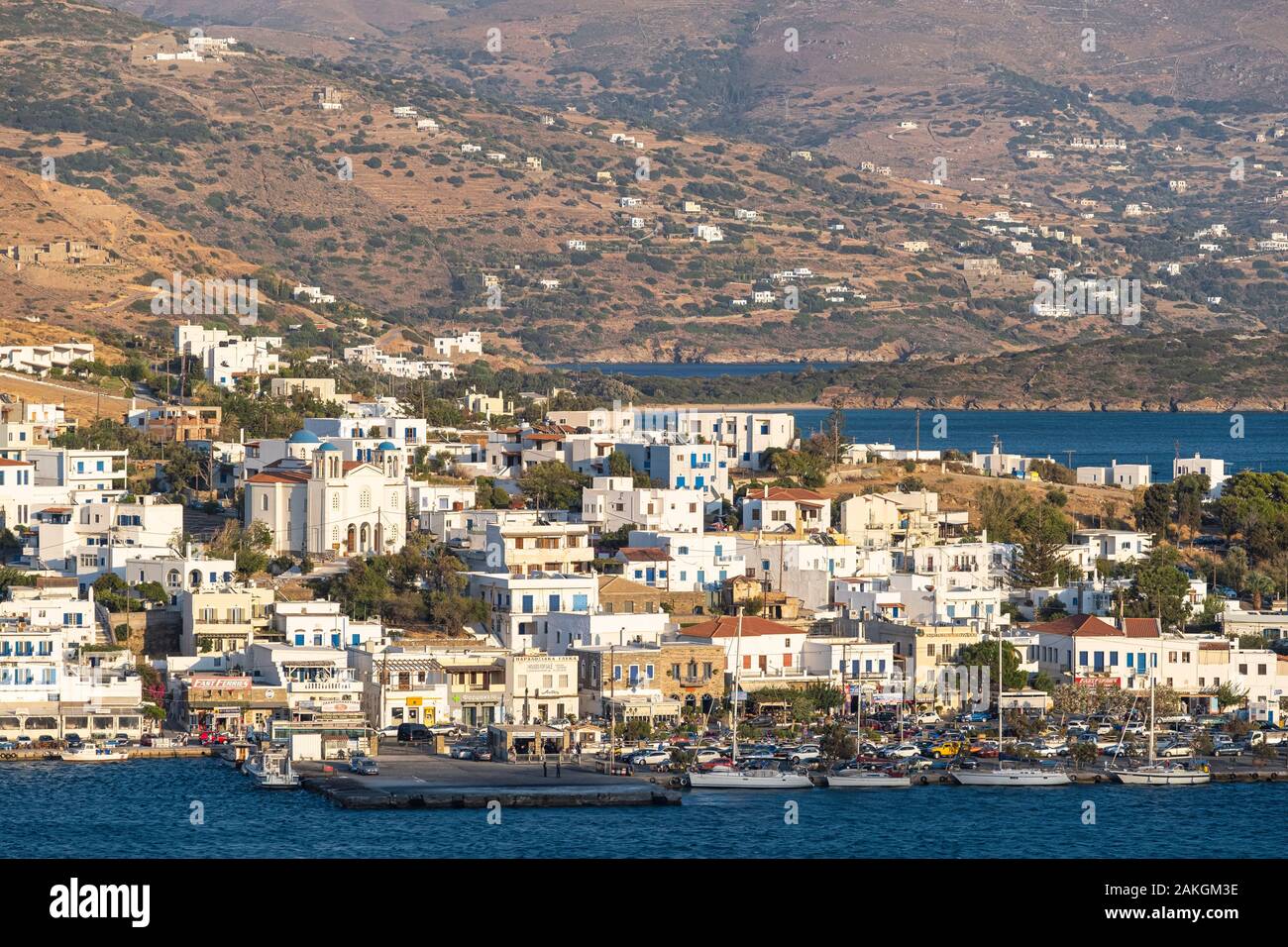 Greece, Cyclades archipelago, Andros island, Gavrio harbour Stock Photo ...