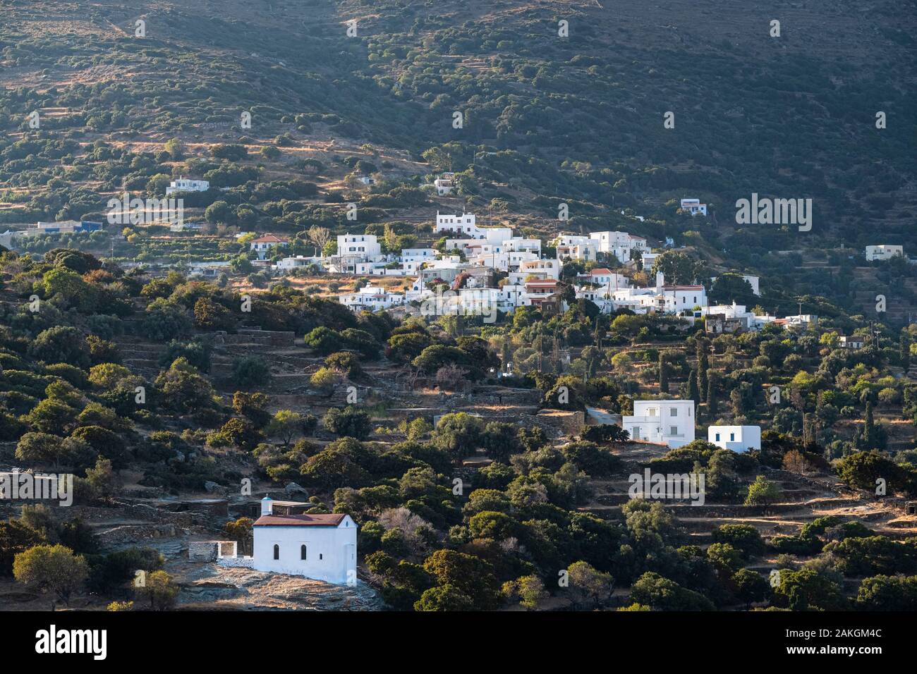 Greece, Cyclades archipelago, Andros island, Pera Chorio village Stock ...