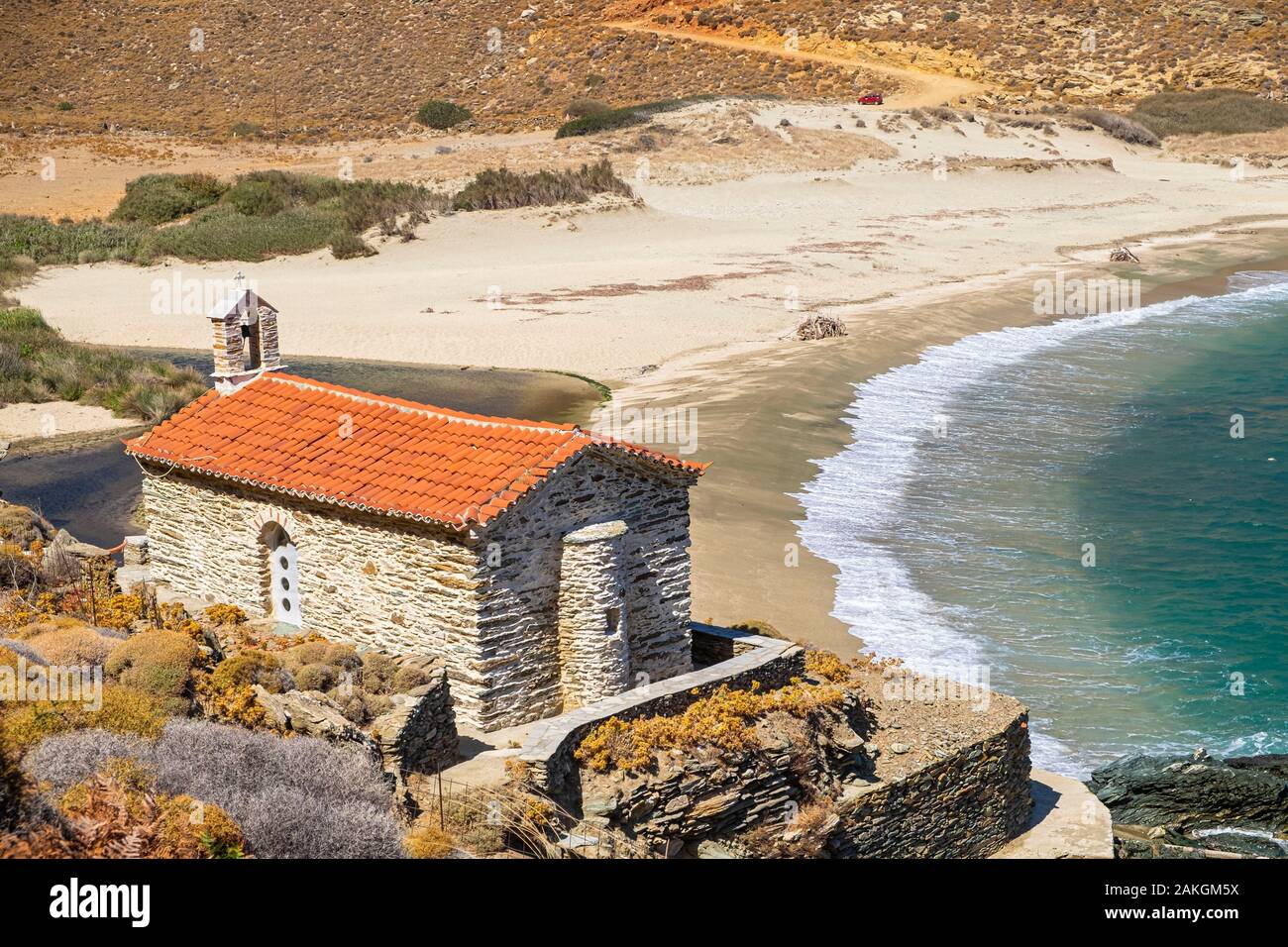 Greece, Cyclades archipelago, Andros island, Achla beach Stock Photo ...