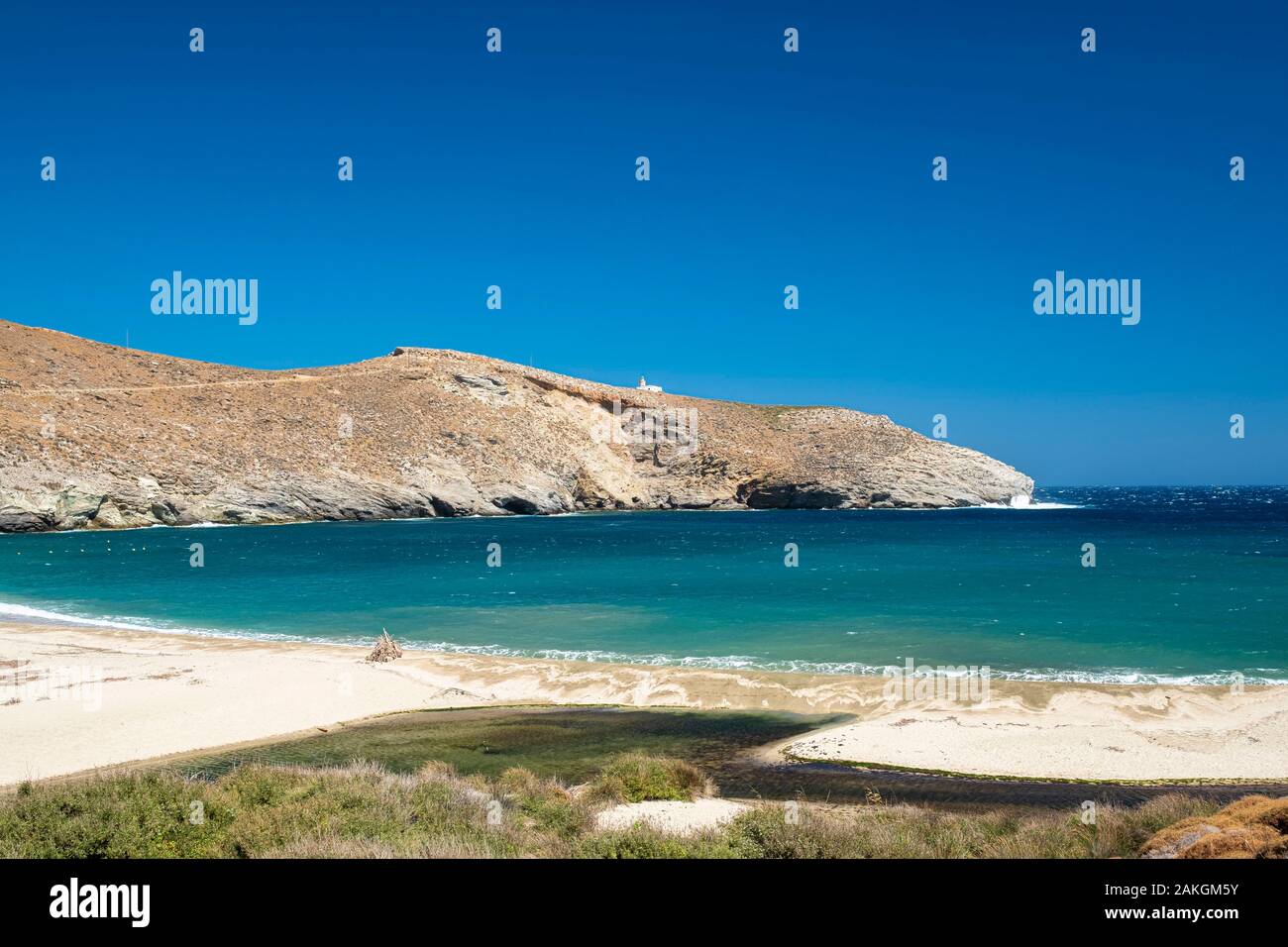 Greece, Cyclades archipelago, Andros island, Achla beach Stock Photo ...
