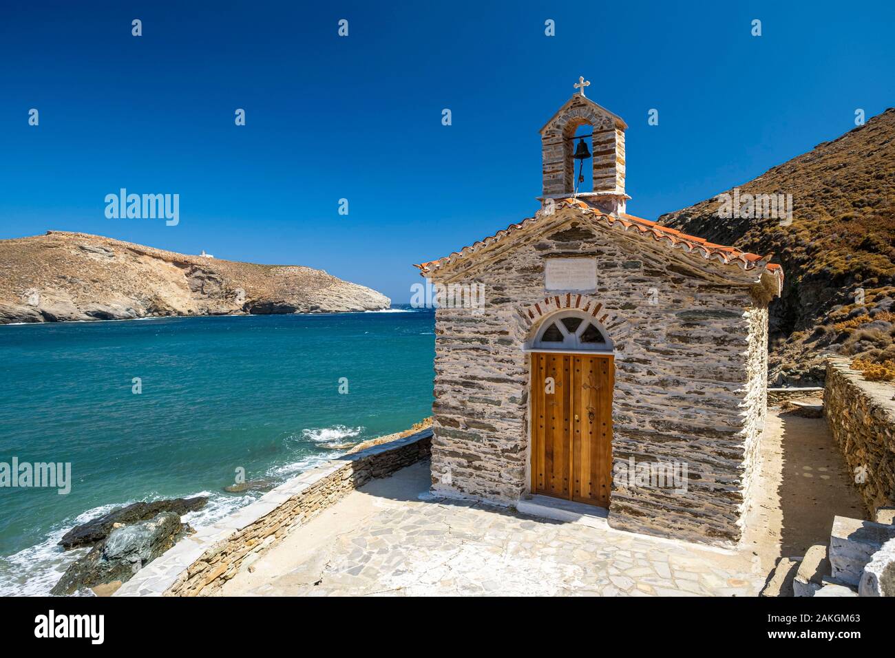 Greece, Cyclades archipelago, Andros island, Achla beach Stock Photo ...
