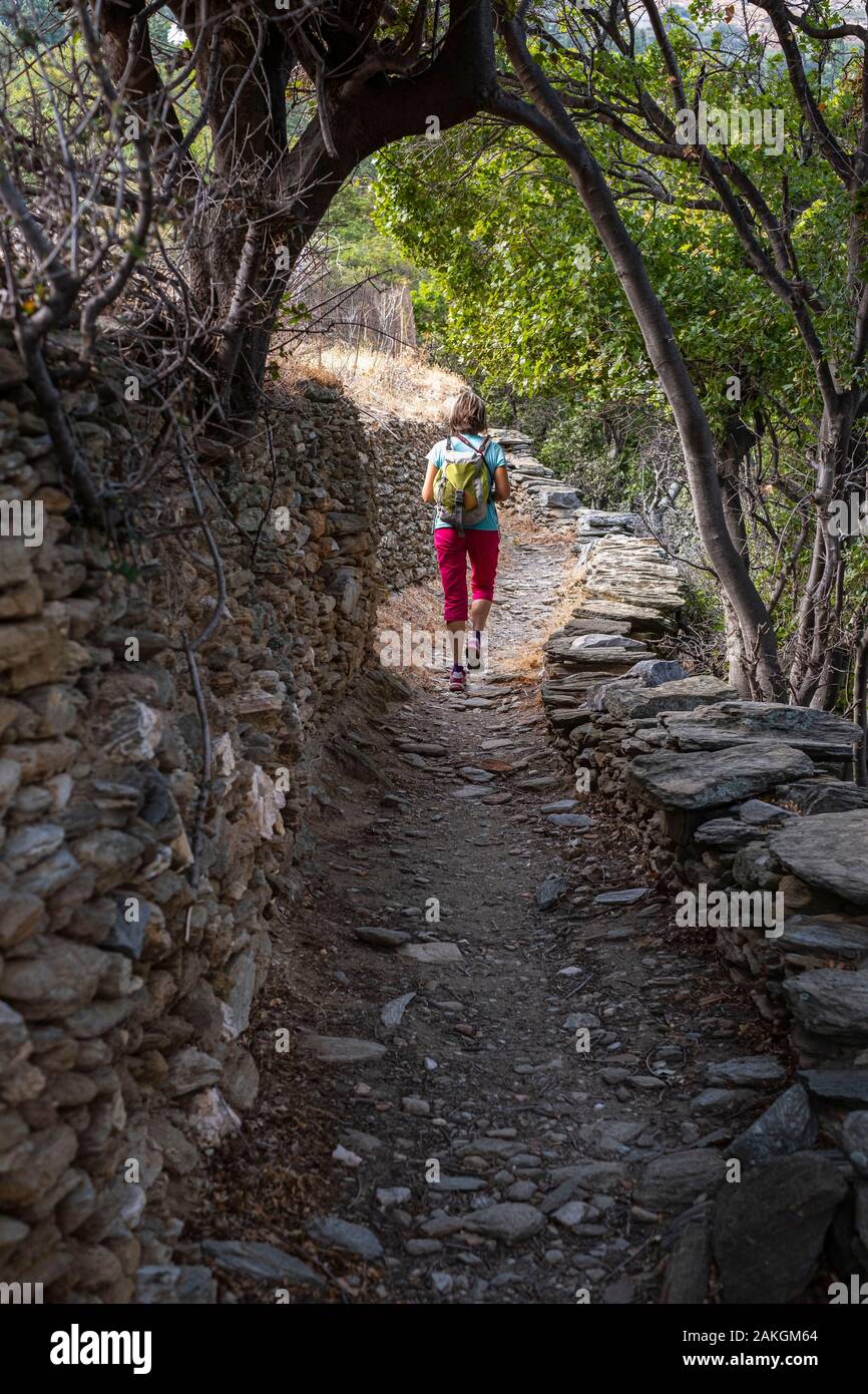 Greece, Cyclades archipelago, Andros island, hike number 1 between ...