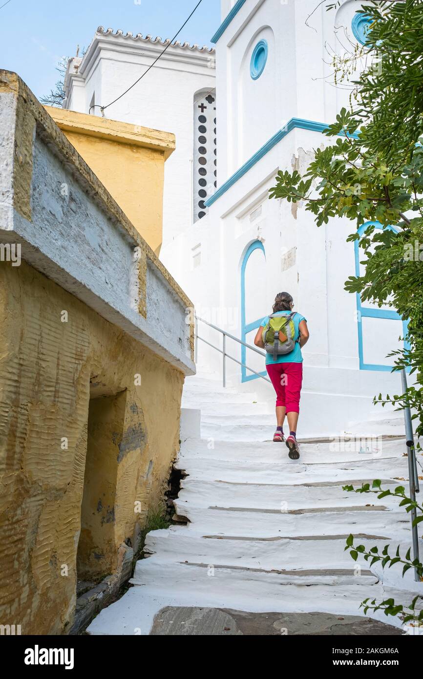 Greece, Cyclades archipelago, Andros island, hike number 1 between ...