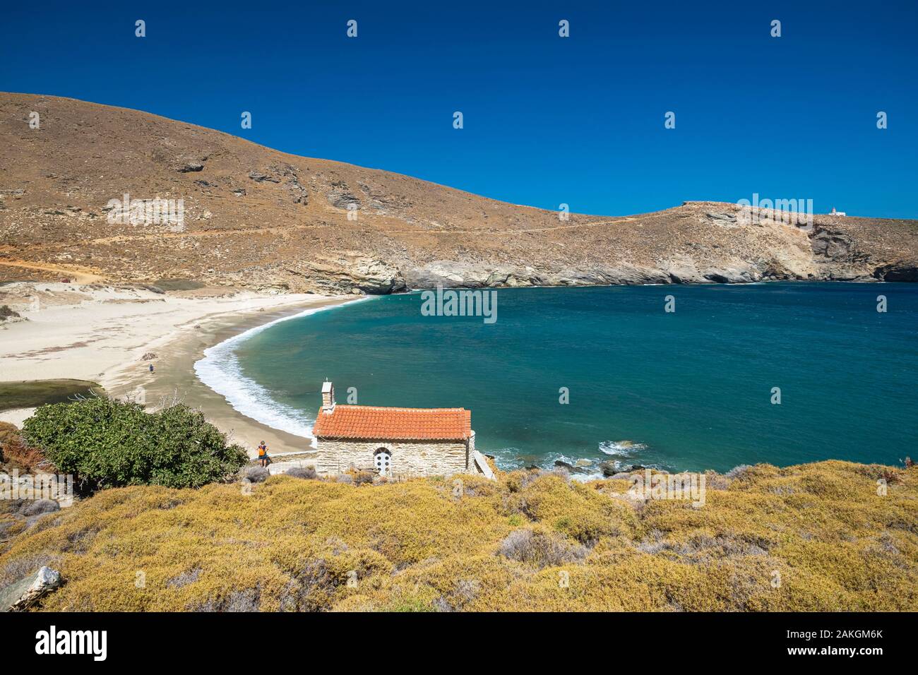 Greece, Cyclades archipelago, Andros island, Achla beach Stock Photo ...