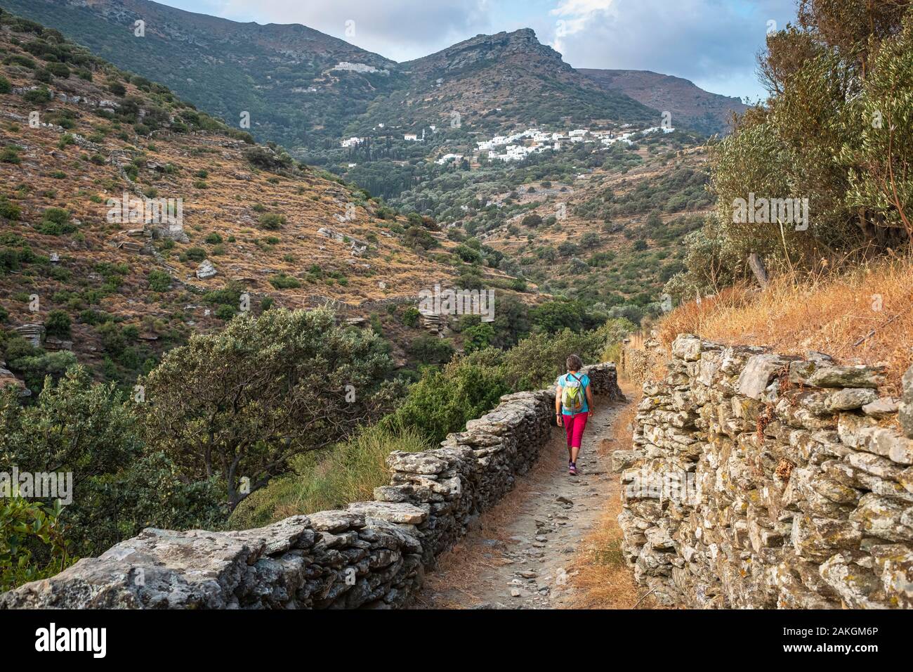 Greece, Cyclades archipelago, Andros island, hike number 1 between ...