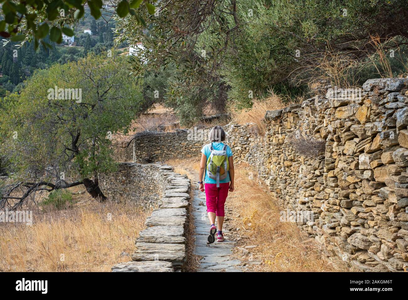 Greece, Cyclades archipelago, Andros island, hike number 1 between ...