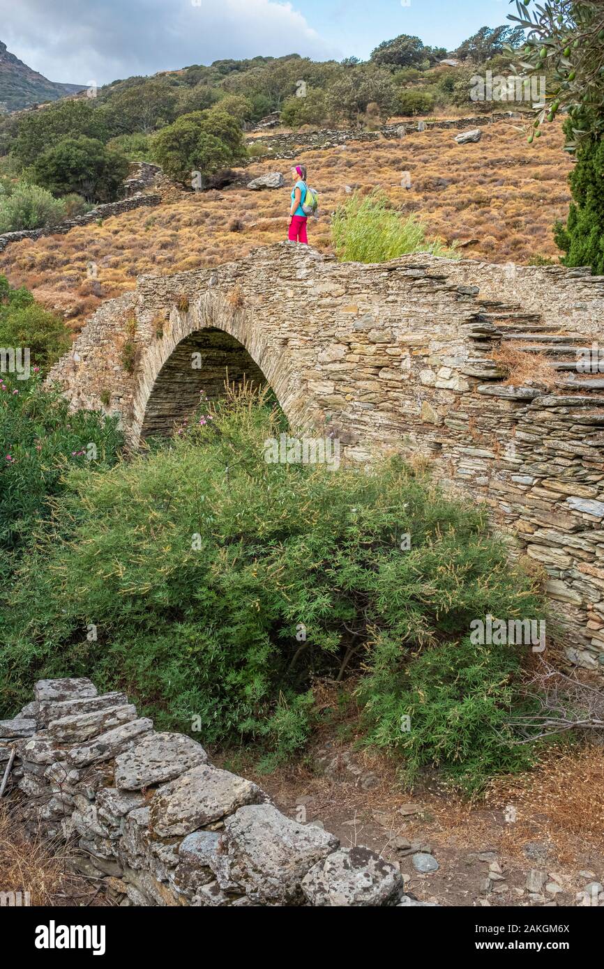 Greece, Cyclades archipelago, Andros island, hike number 1 between ...