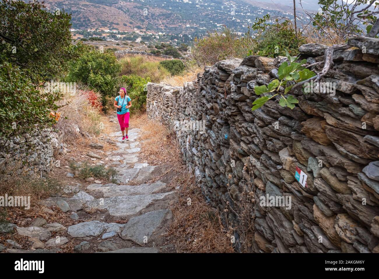 Greece, Cyclades archipelago, Andros island, hike number 1 between ...