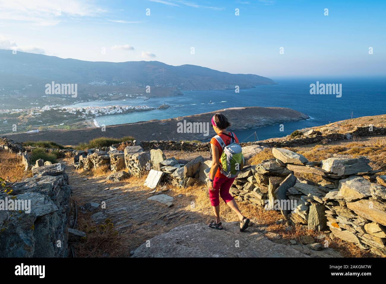 Greece, Cyclades archipelago, Andros island, hike number 3 between ...
