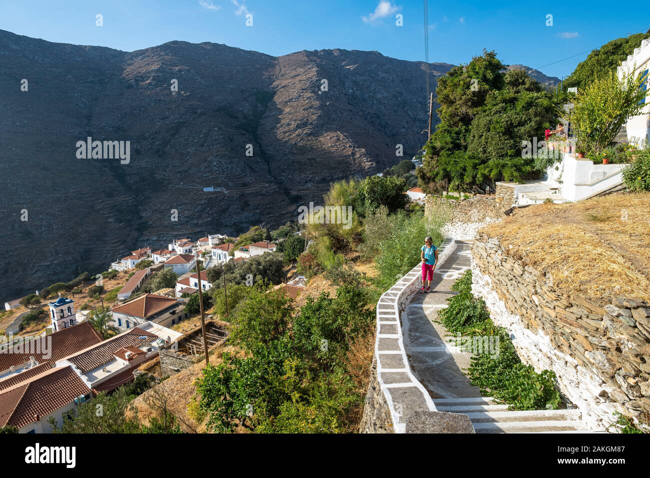 Greece, Cyclades archipelago, Andros island, hike number 3 between ...
