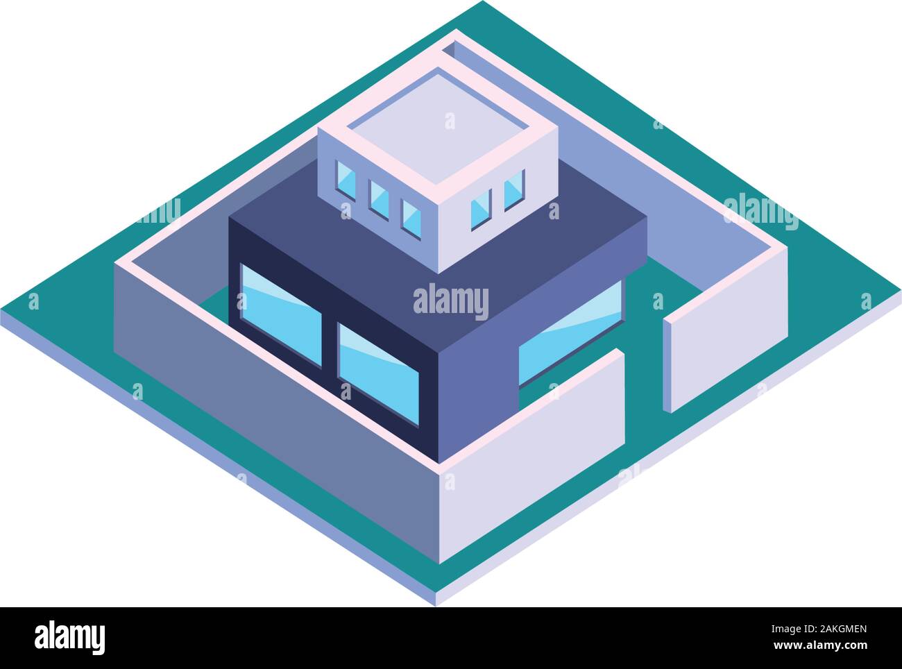 Isometric white building design, City architecture urban modern ...