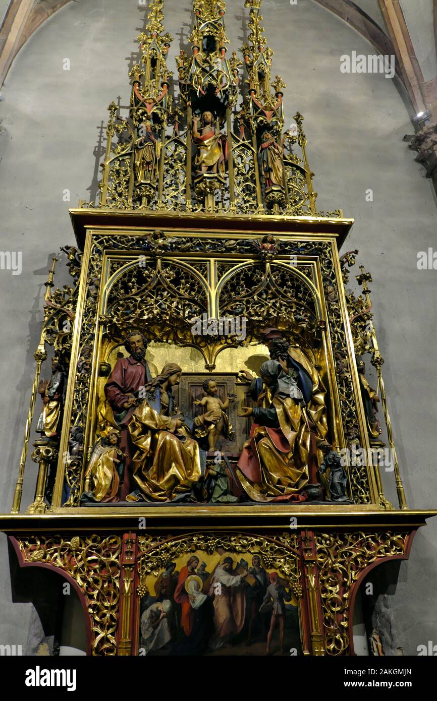 France, Haut Rhin, Colmar, Place de la Cathedrale, Saint Martin ...