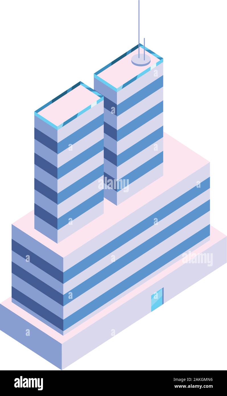 Isometric white building design, City architecture urban modern ...
