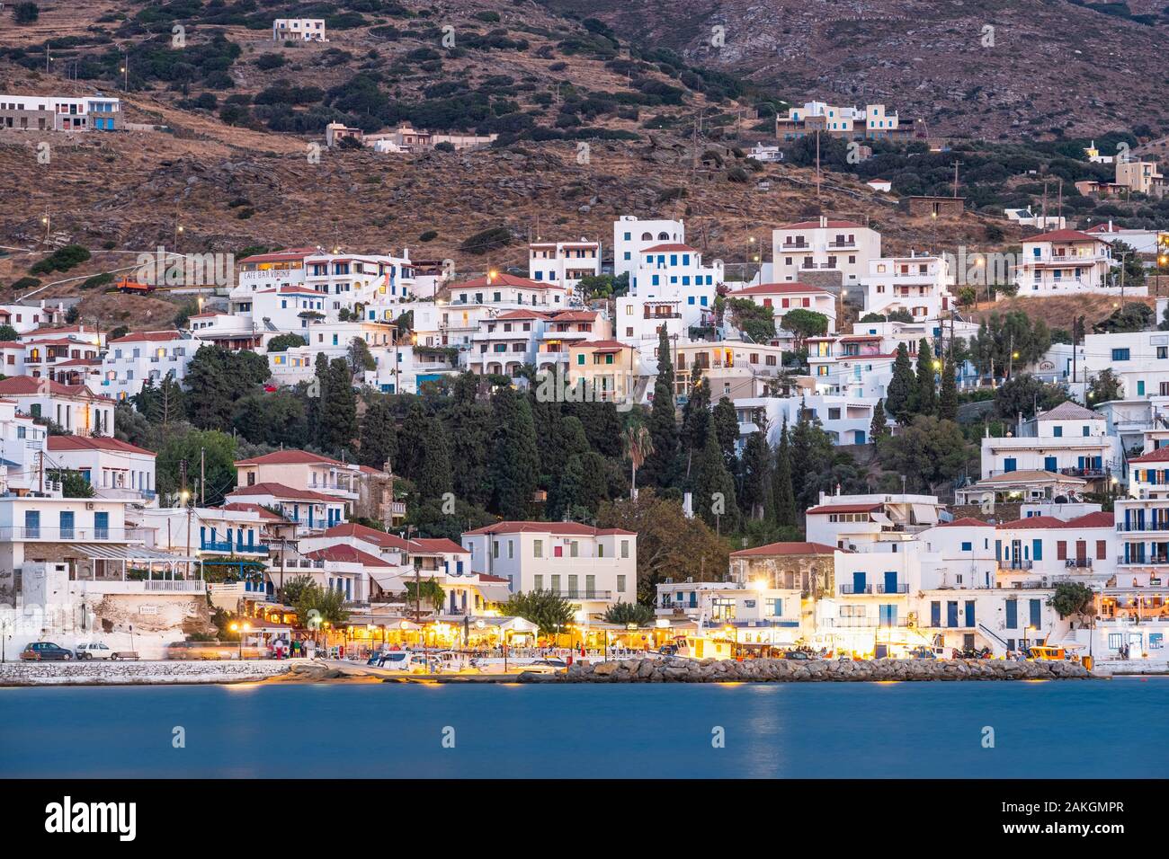 Greece, Cyclades archipelago, Andros island, Batsi is the main seaside ...
