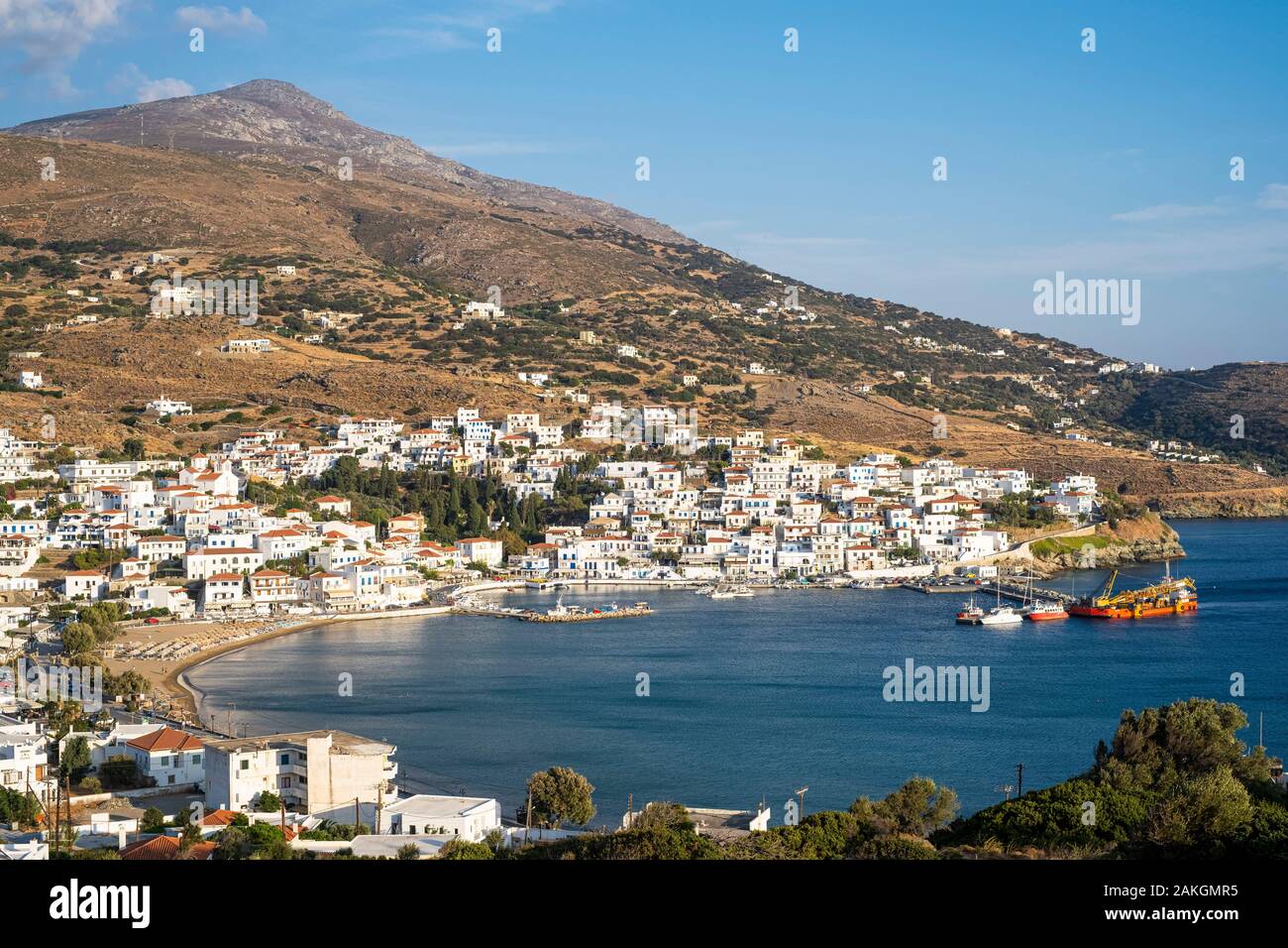 Greece, Cyclades archipelago, Andros island, Batsi is the main seaside ...