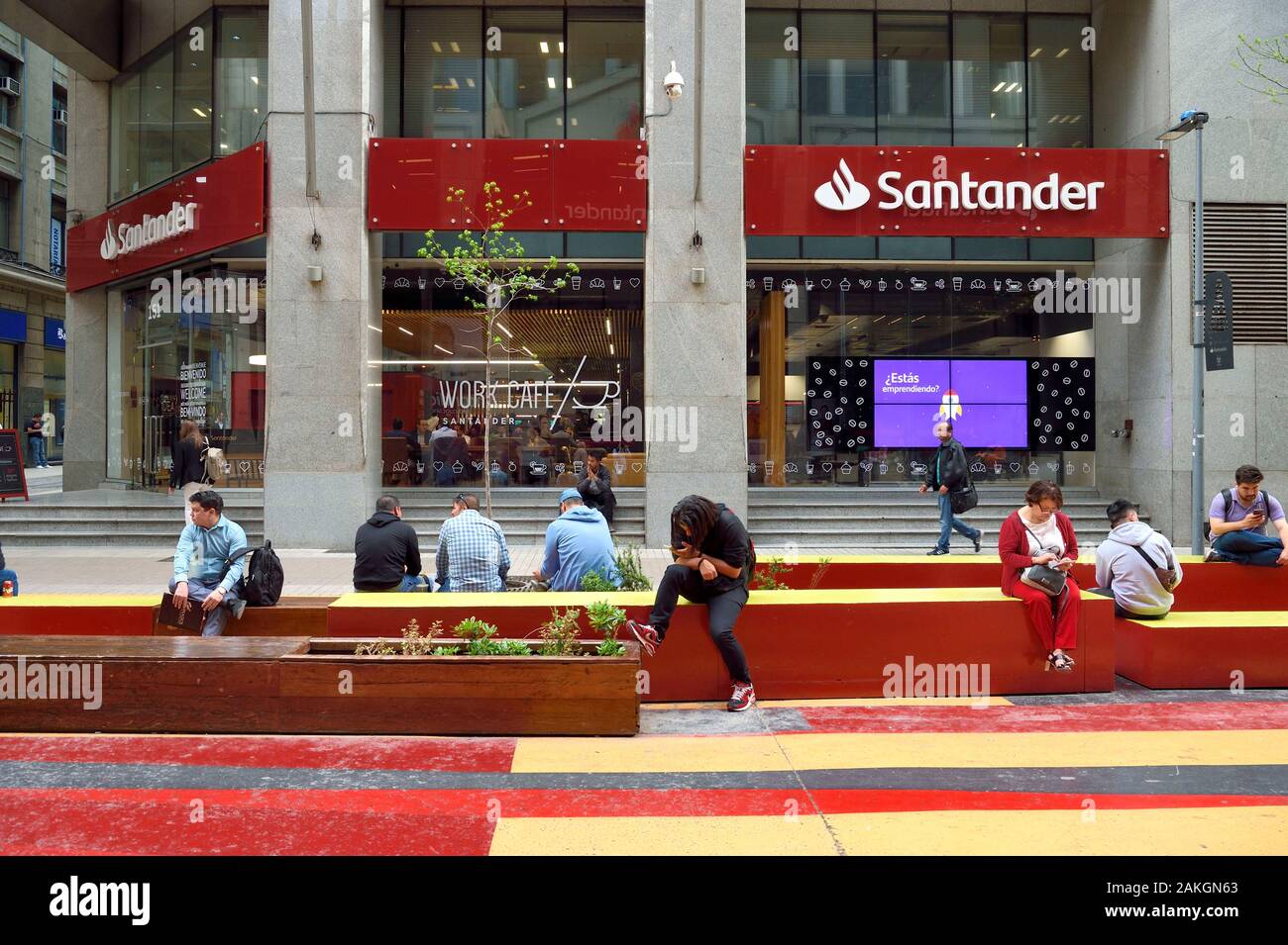 Chile, Santiago de Chile, the Paseo Bandera, recently transformed into ...