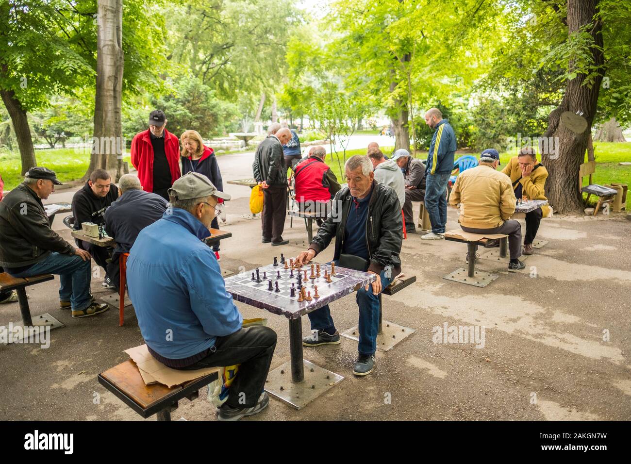 Bulgaria, Plovdiv, chess players in a park Stock Photo - Alamy