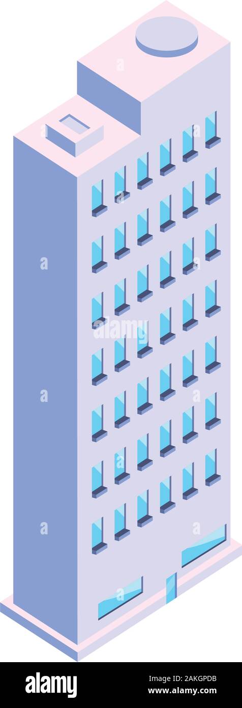 Isometric white building design, City architecture urban modern ...