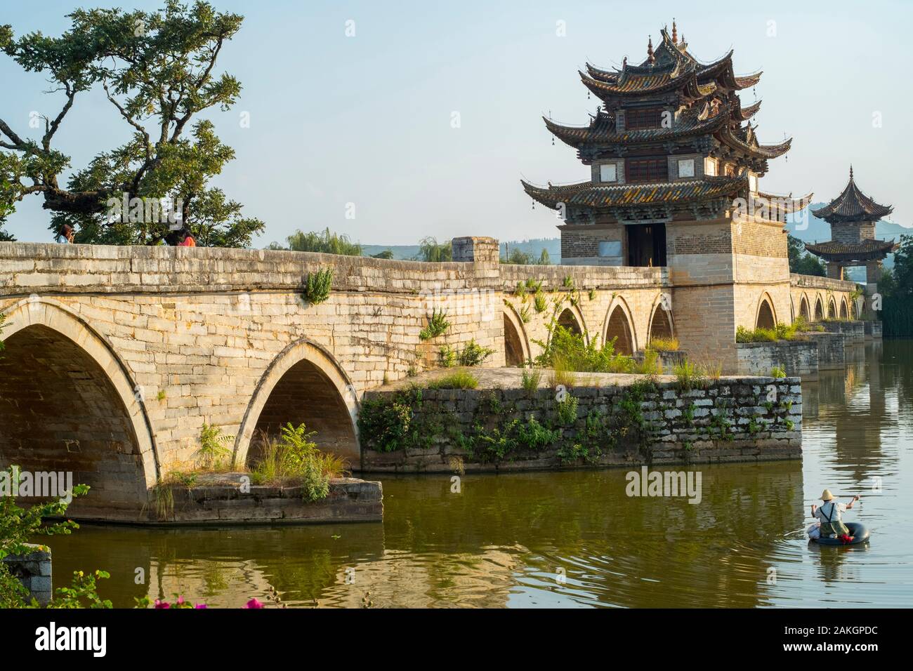 The ancient Shuanglong Bridge (Twin Dragon Bridge) in Jianshui, Honghe ...