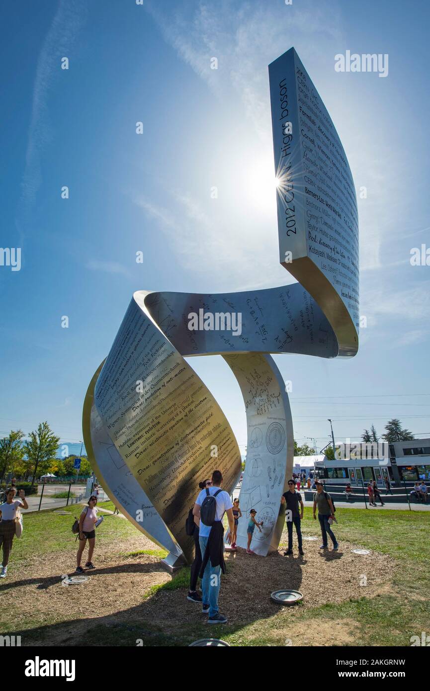 France, Switzerland, Cern, door open, the sculpture Peregrination to ...
