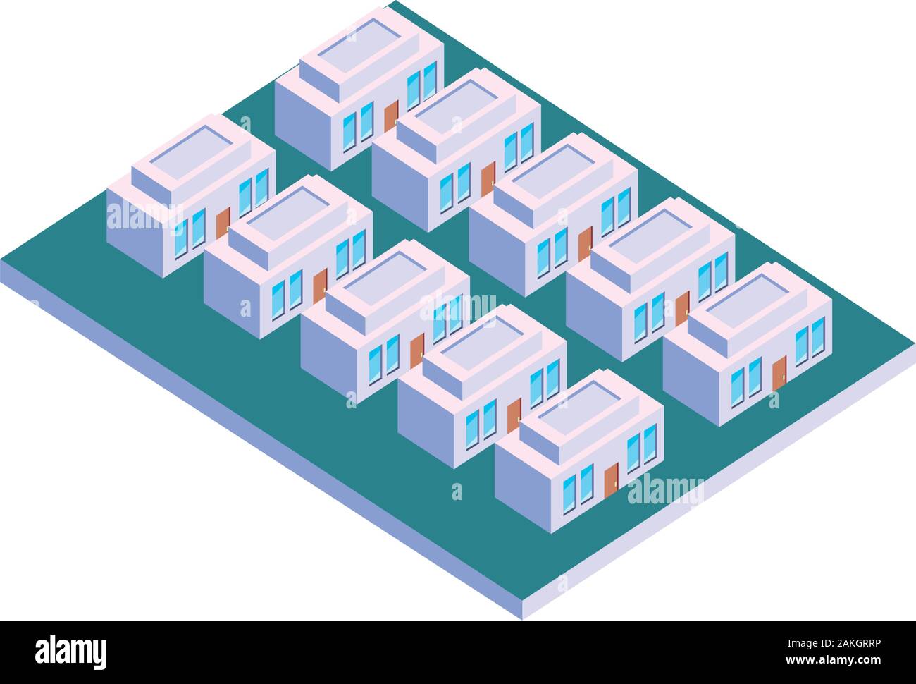 Isometric white houses with windows and door design, Home real estate ...