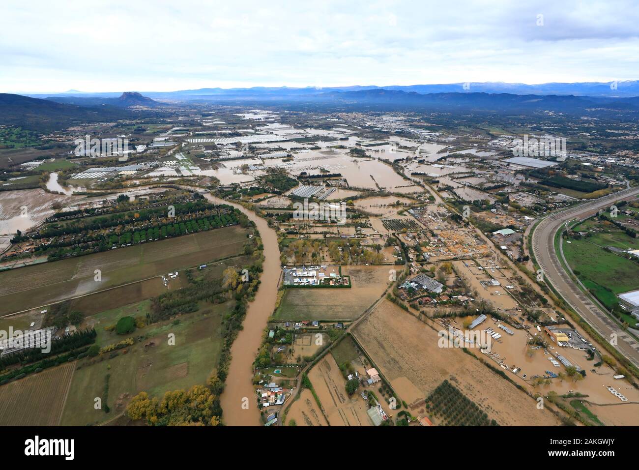 France, Var, Frejus, after the overflow of the river l'Argens ...