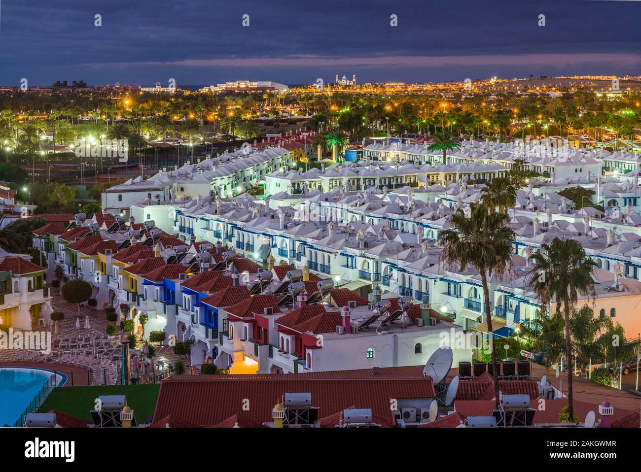 Spain, Canary Islands, Gran Canaria Island, Maspalomas, of resort town ...
