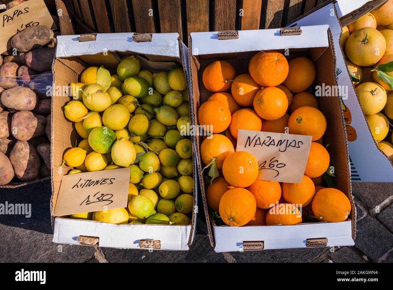 Spain, Canary Islands, Gran Canaria Island, Tejeda, local fruit for ...