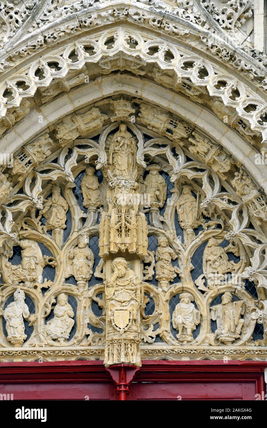 France, Somme, Saint Riquier, abbey church, frontage, gate, Tree of ...