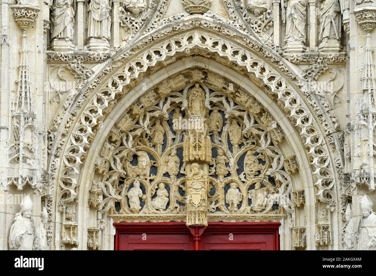 France, Somme, Saint Riquier, abbey church, frontage, gate, Tree of ...