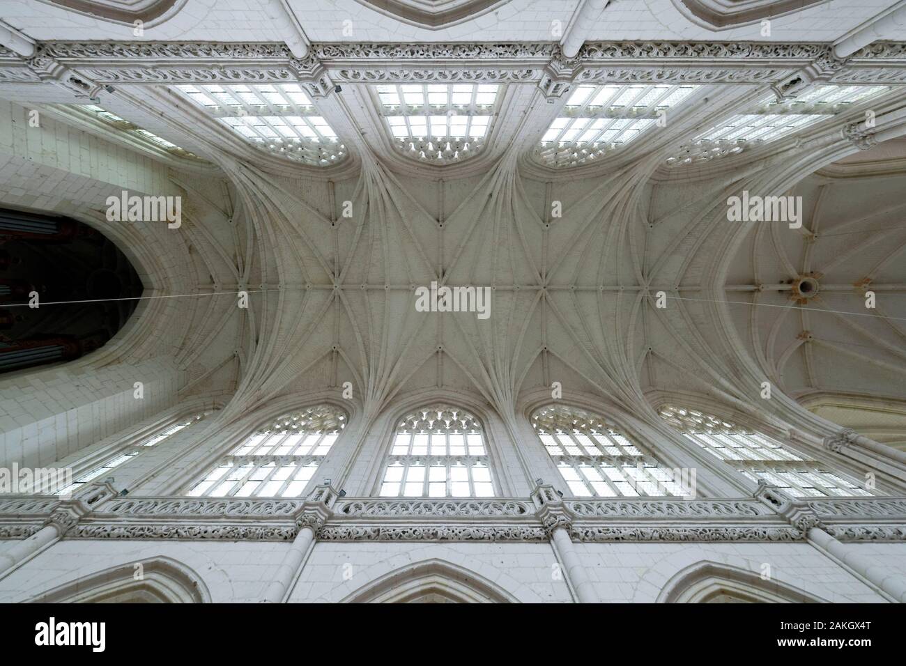 France, Somme, Saint Riquier, abbey church dated 13th century, Nave ...